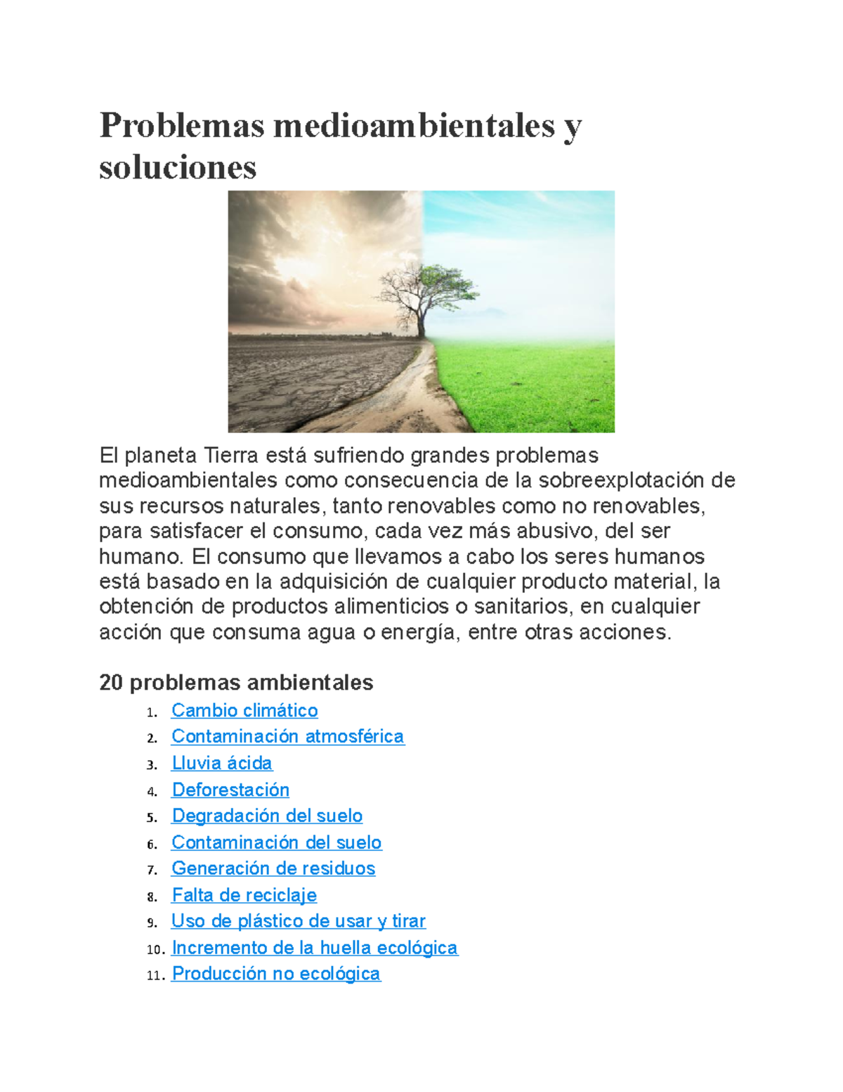 Problemas medioambientales y soluciones - Problemas medioambientales y ...