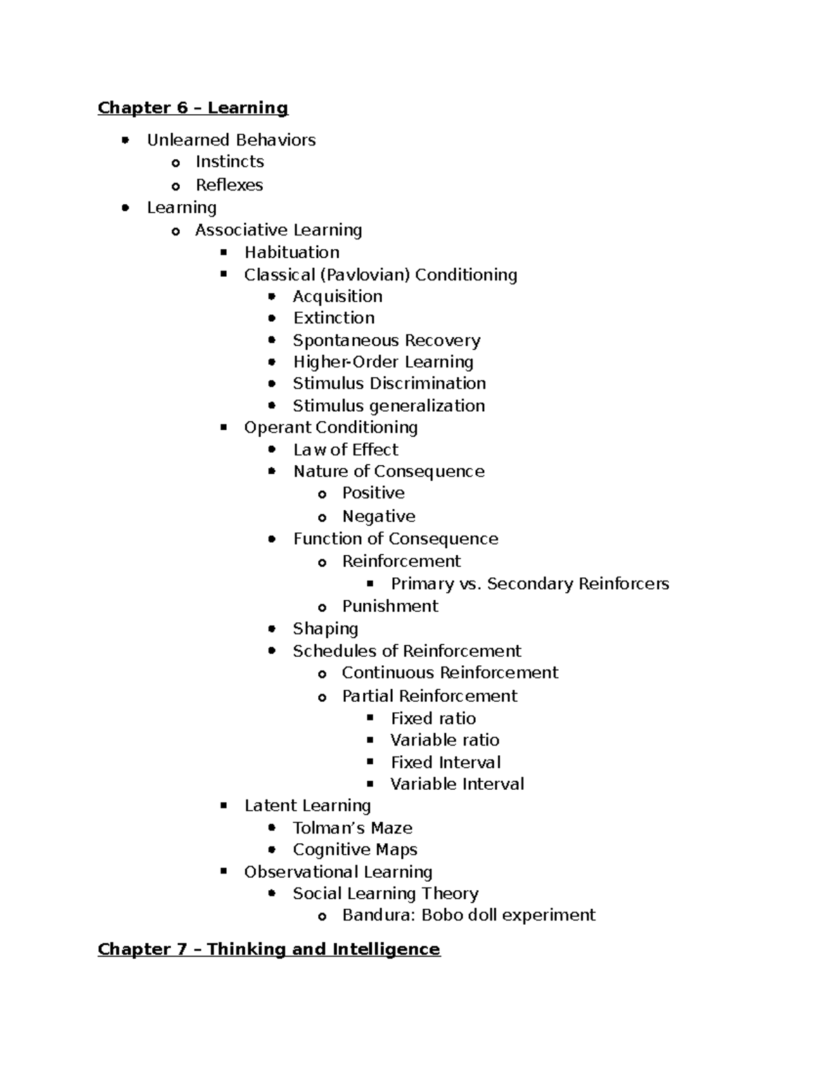 Chapter 6-8 Study Notes: Learning, Thinking, Intelligence & Memory ...