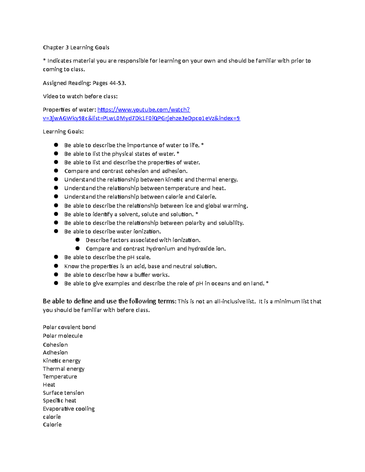 Chapter 3 Learning Objectives - Chapter 3 Learning Goals Indicates ...