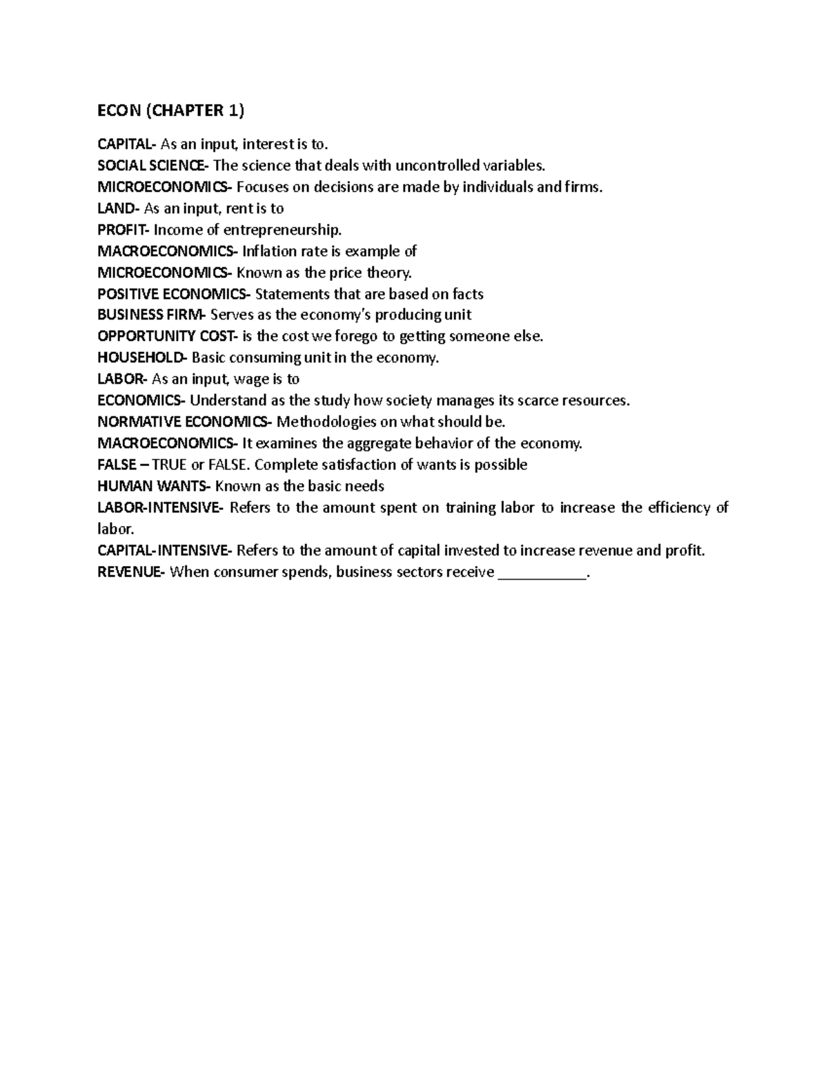 Econ 101 Key Concepts Overview From Chapter 1 Studocu