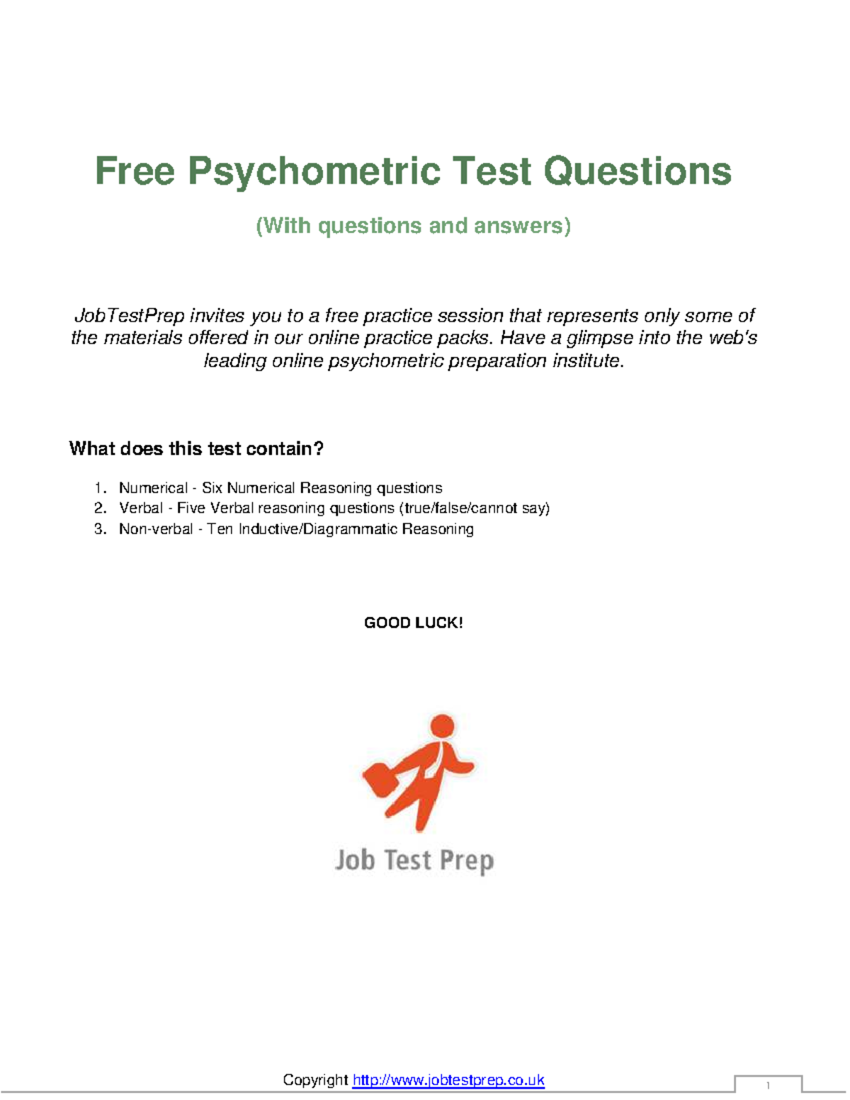 Free psychometric test questions answers - Free Psychometric Test ...
