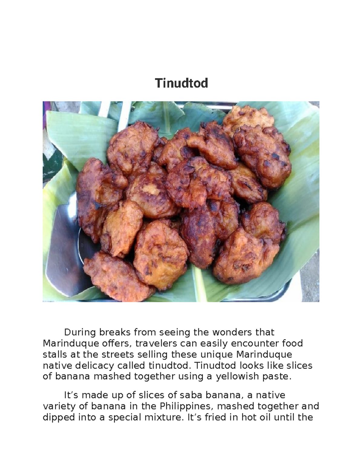 Marinduque's Native Delicacies: A Culinary Journey - Studocu