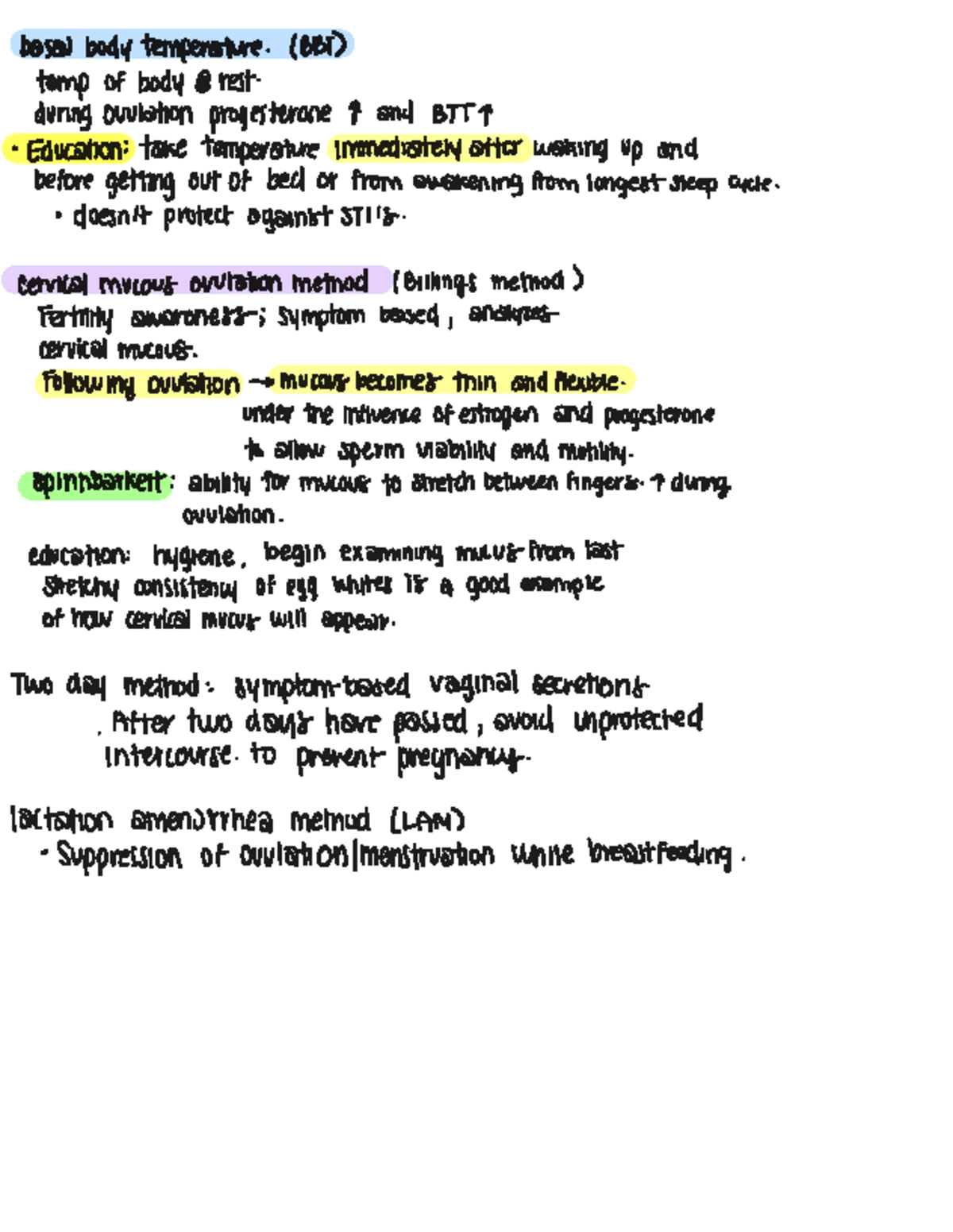 PEDSc 2 - BBT & Fertility Awareness Method Notes - Studocu