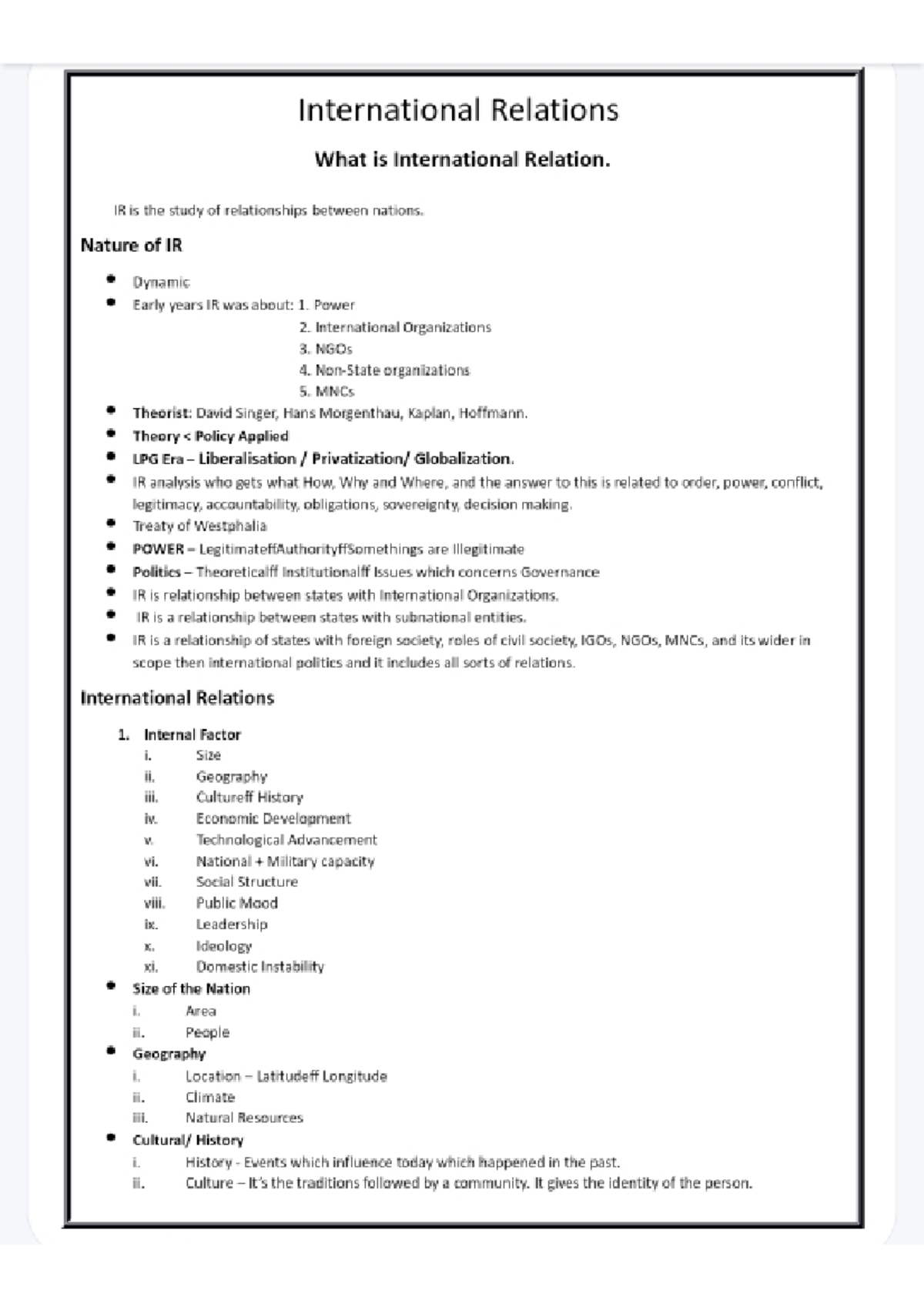 Flow Chart on International Relations: Key Concepts & Theories (PS101 ...