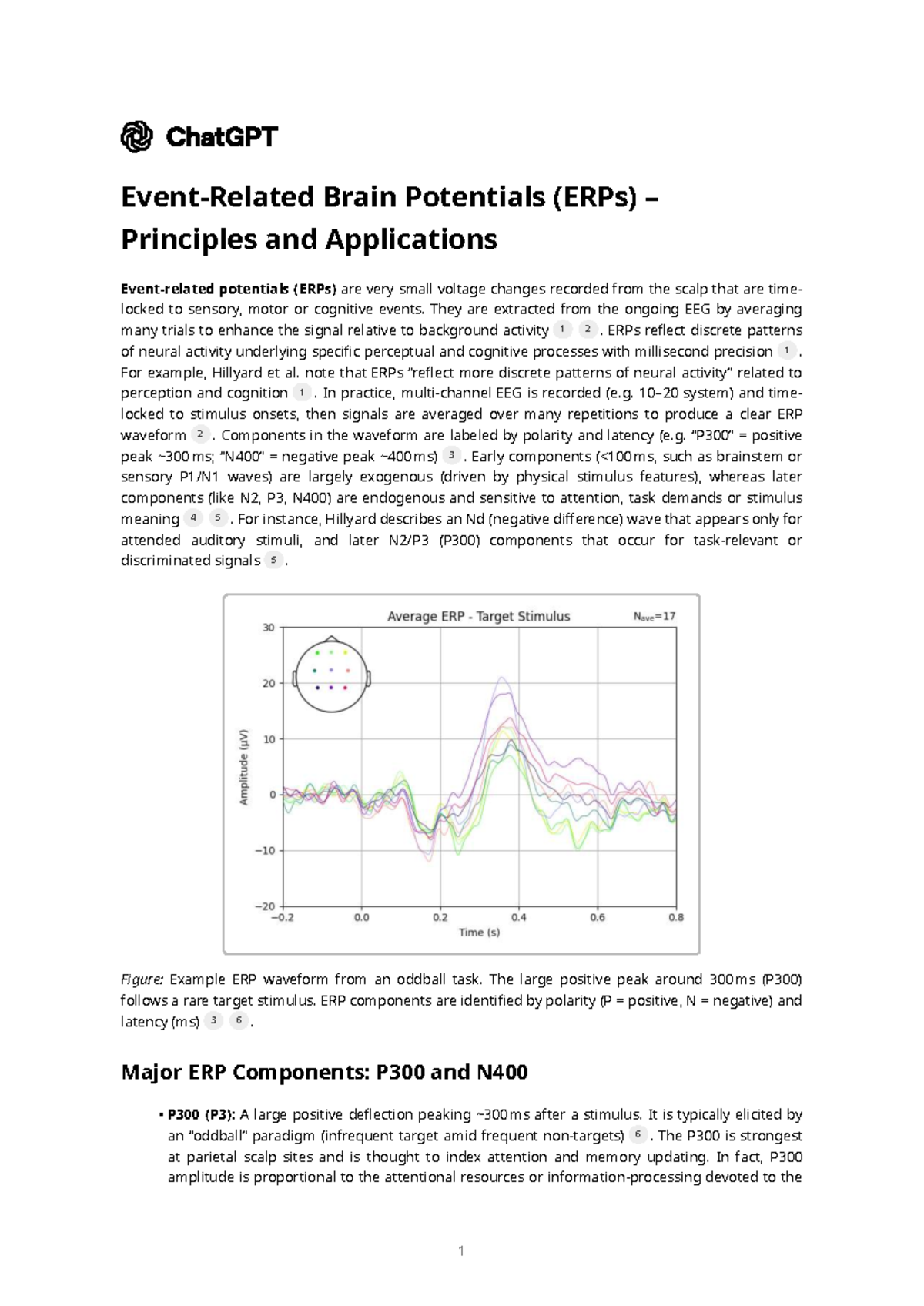 Event-Related Brain Potentials (ERPs) Principles & Applications ...