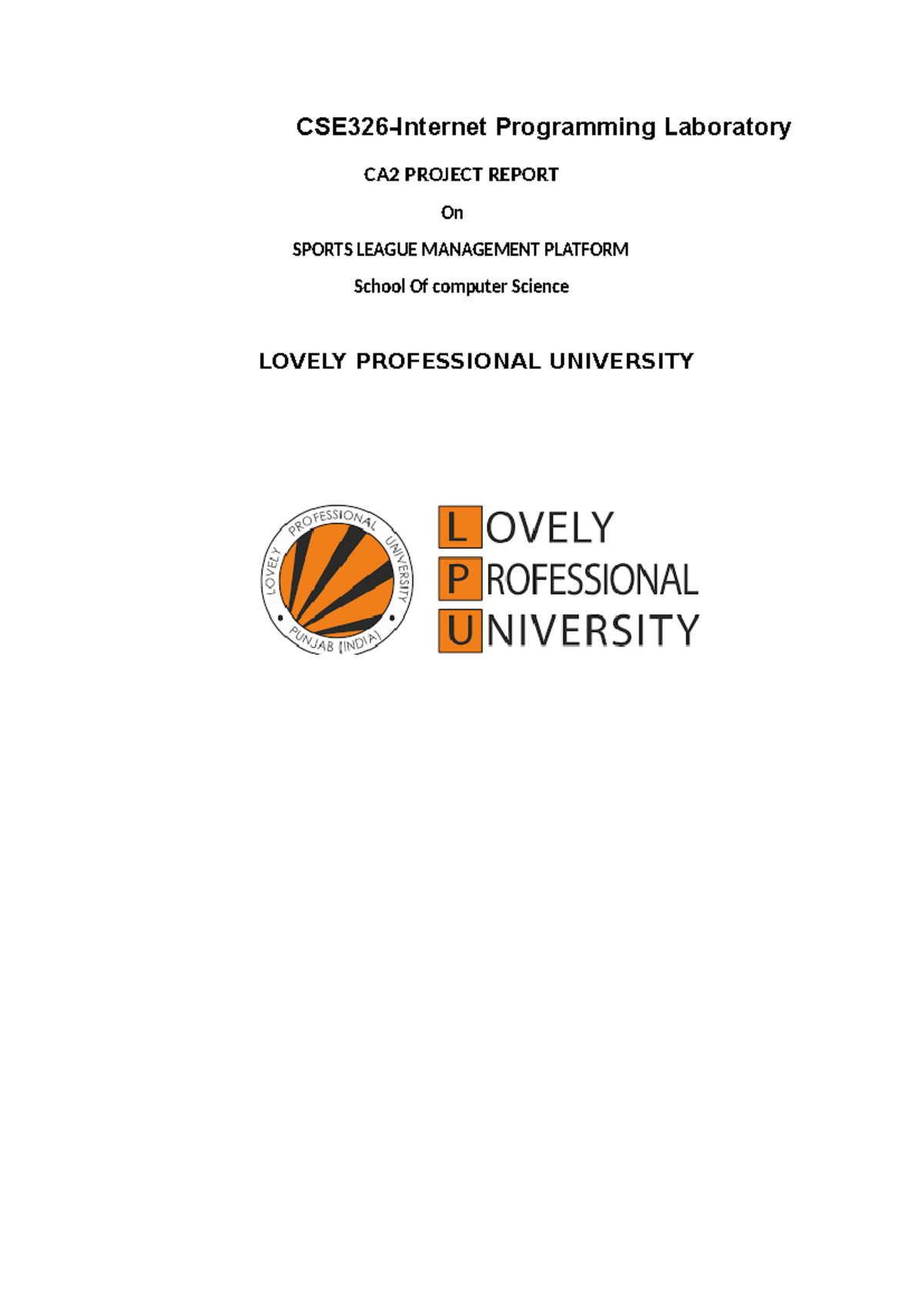 CSE326 CA2 Report: Sports League Management Platform Overview - Studocu