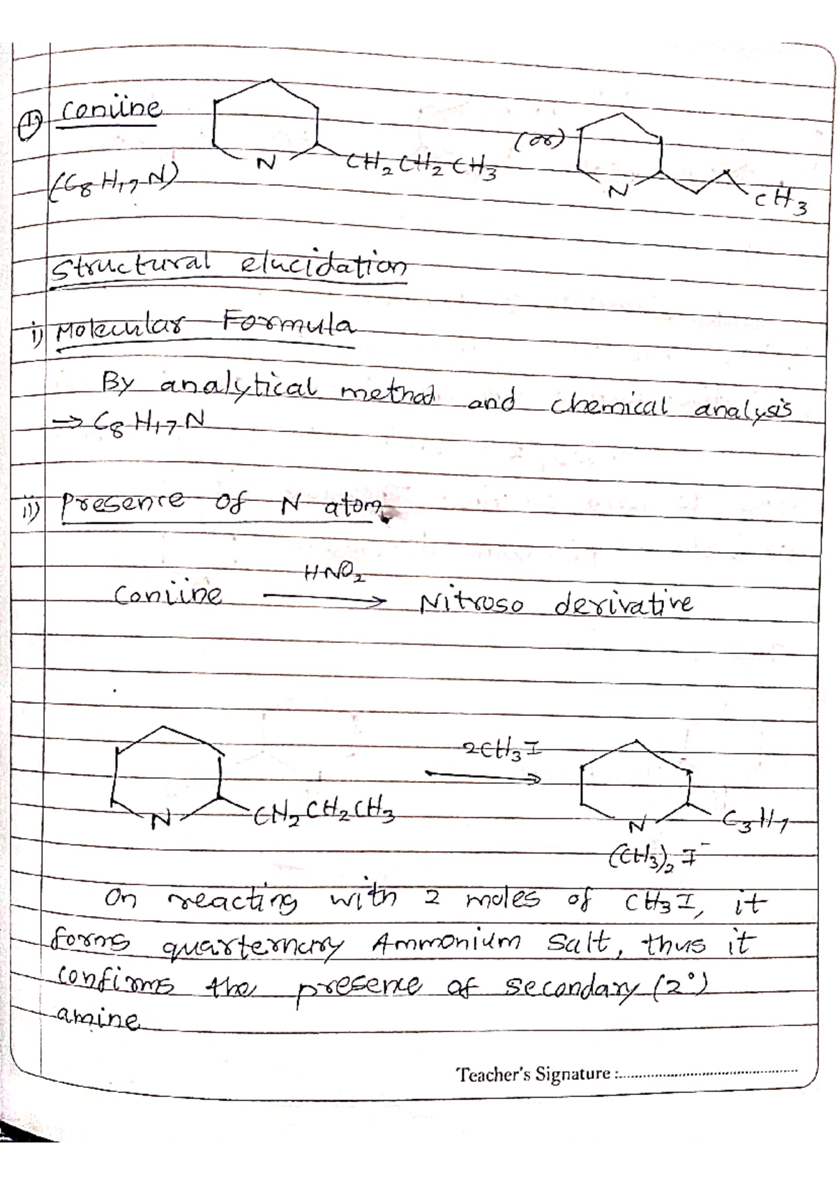 Structural Elucidation of Coniine, Piperine, and Nicotine (Chem 101 ...