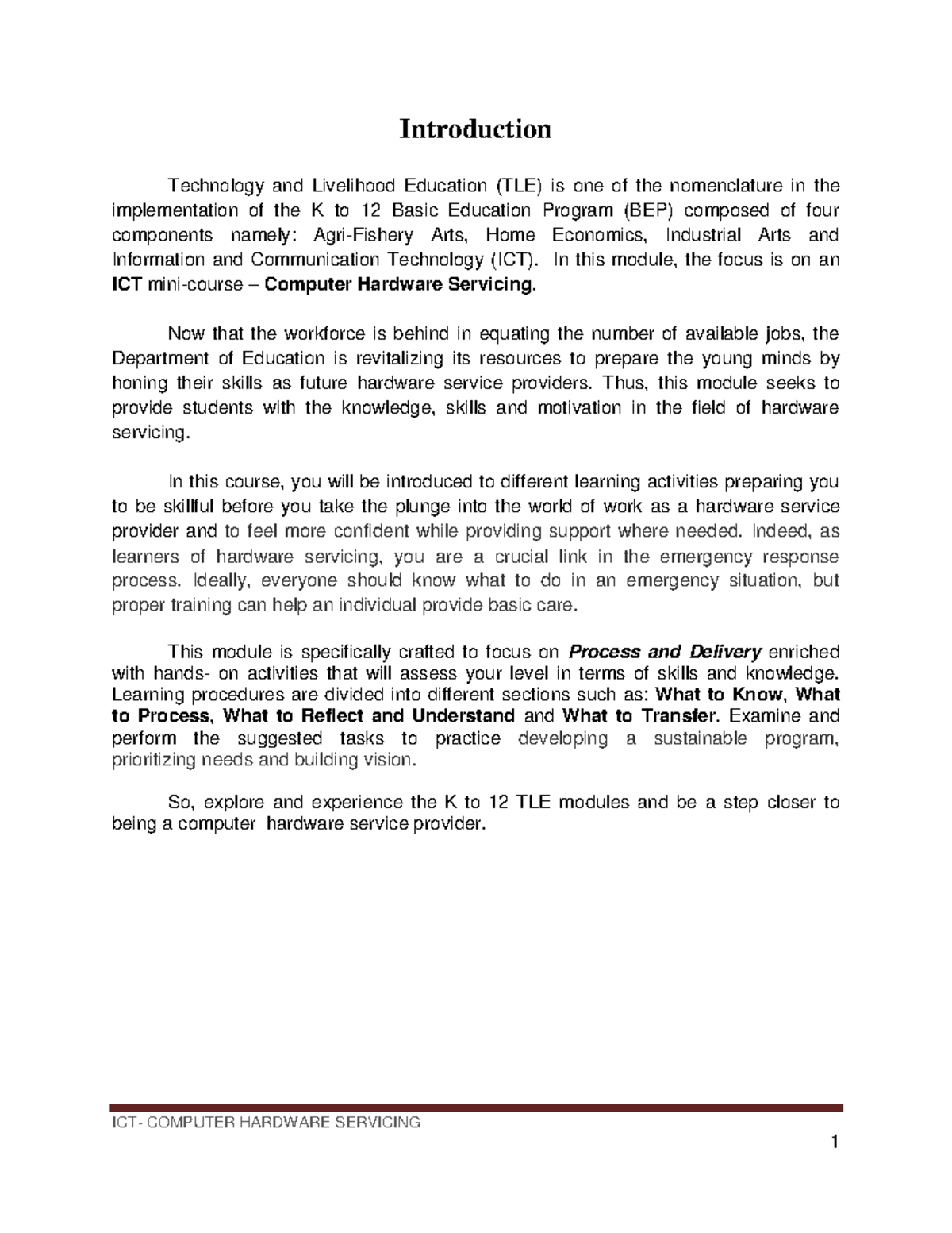 Grade 7-8 ICT Computer Hardware Servicing: Comprehensive Module Guide ...
