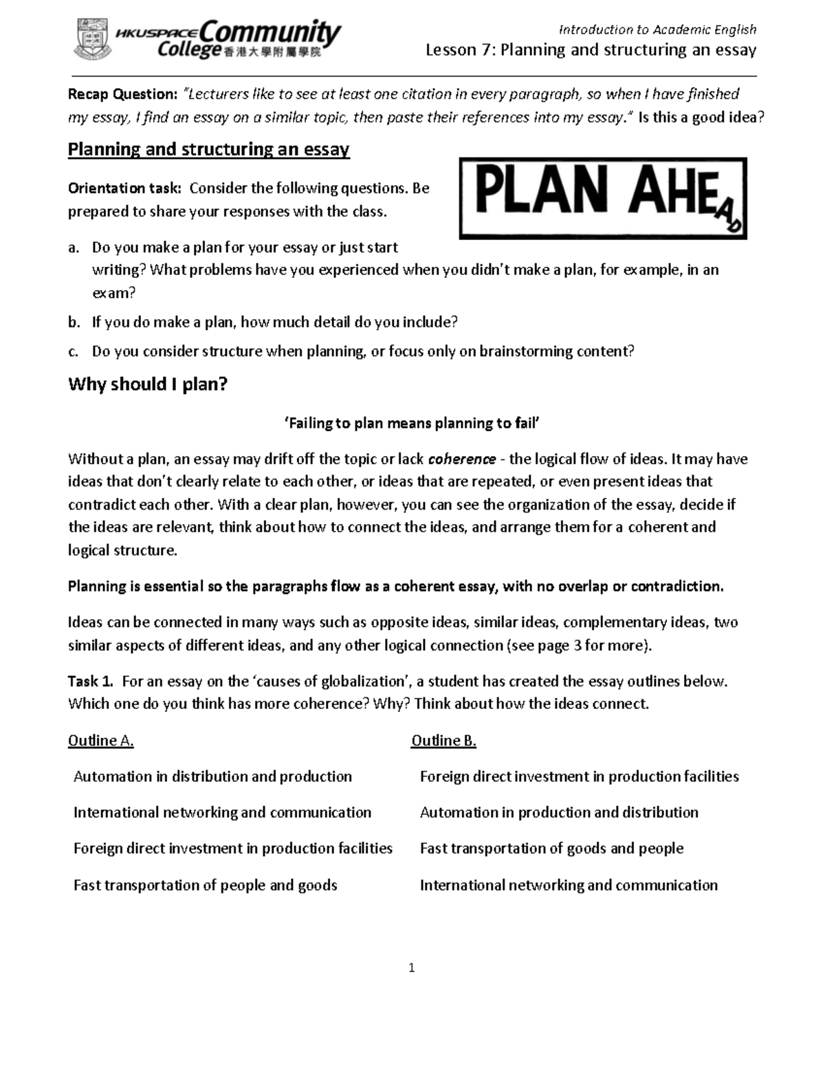 L7 (S) Essay Planning and Structure for Academic Writing - Studocu