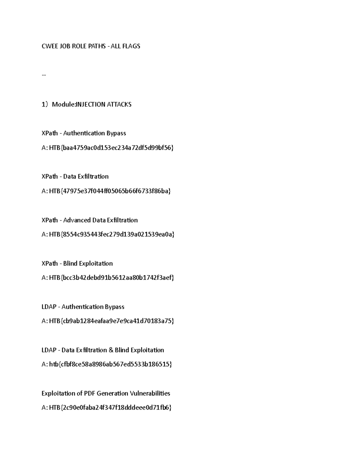 CWEE JOB ROLE Paths - CWEE Flags for HTB Exploitation Techniques - Studocu