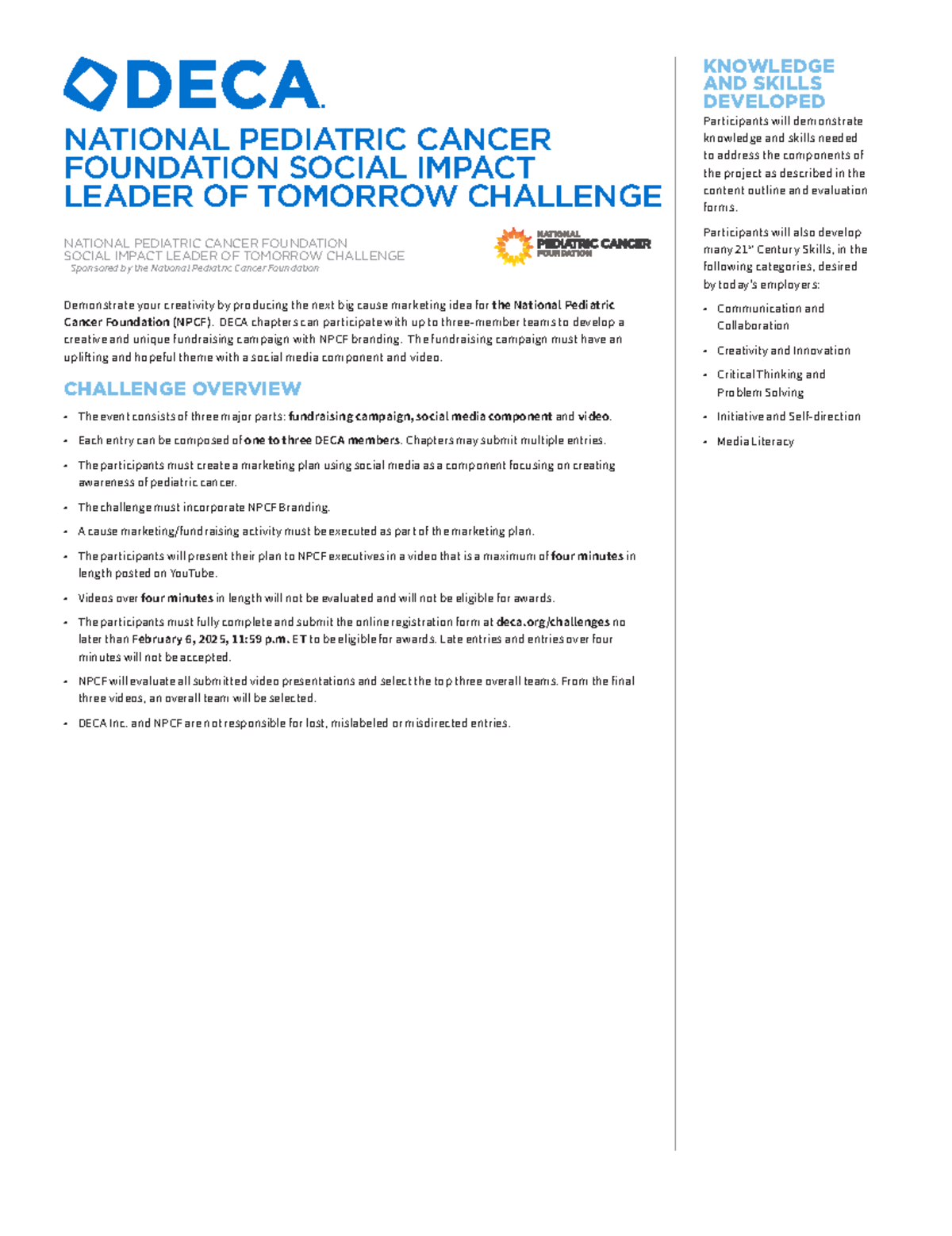 DECA-24-NPCF 2025 Social Impact Leader Challenge Overview - Studocu