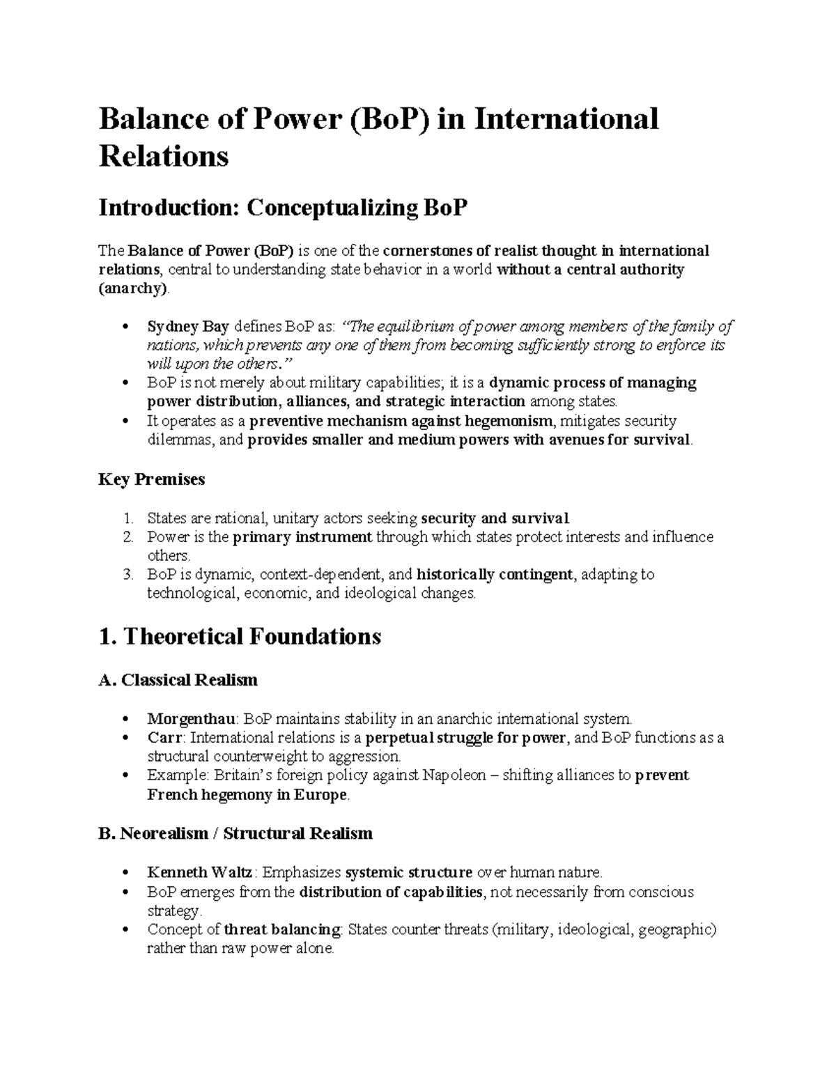 Balance of Power (BoP) in International Relations: A Comprehensive ...