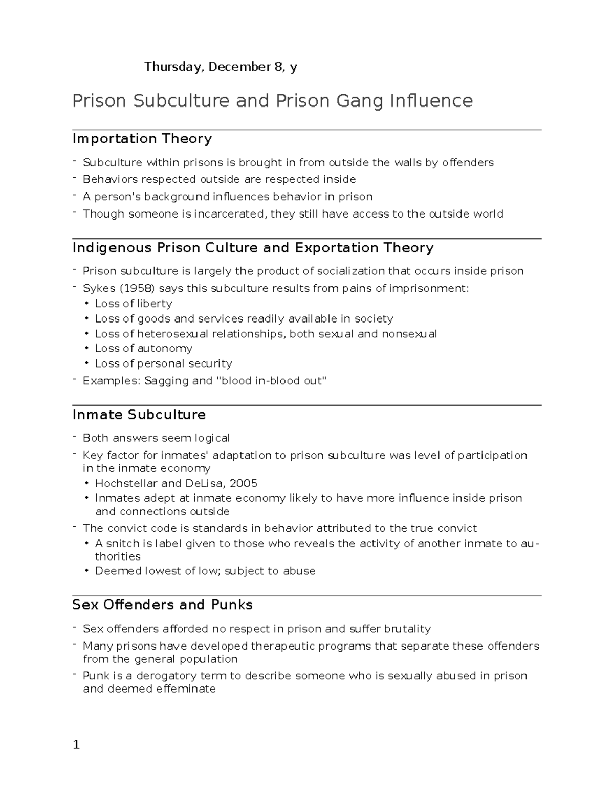 Prison subculture and gang influence - Prison Subculture and Prison ...