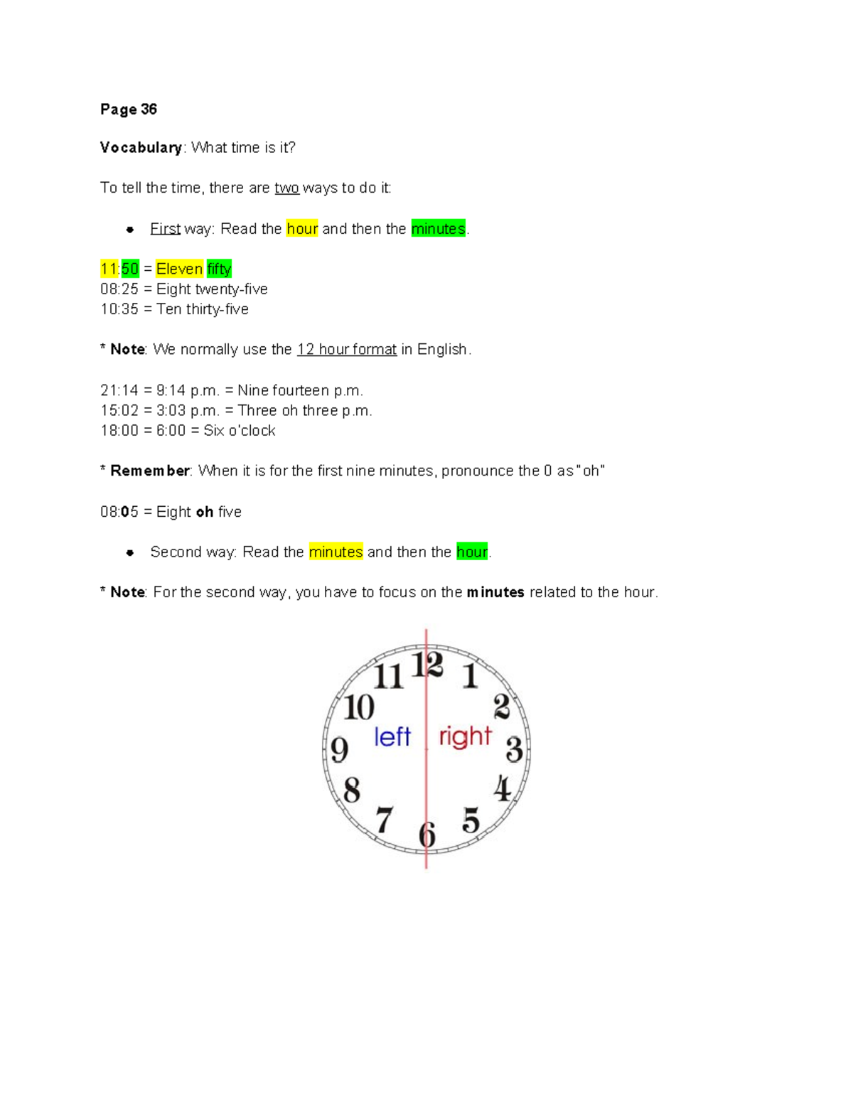 Top Notch Fundamentals - Unit 5: Telling Time & Related Vocabulary ...