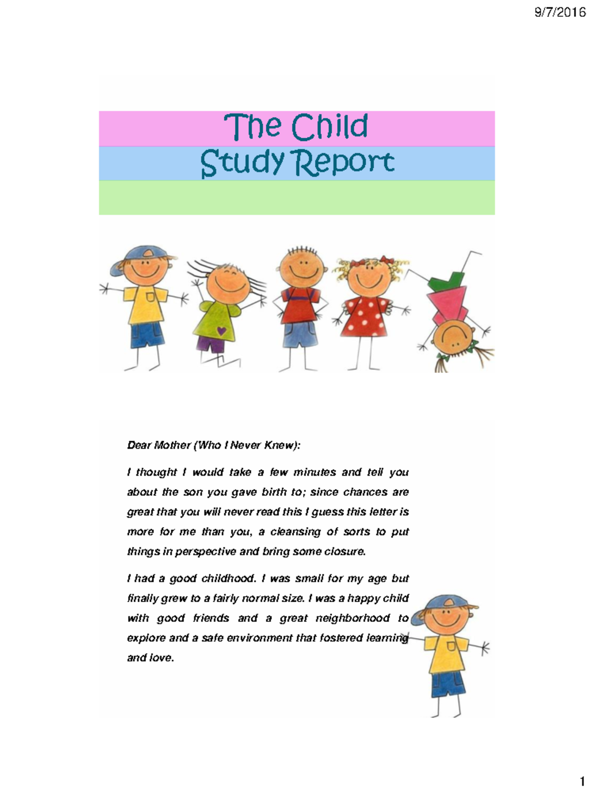Child Study Report pdf - Fcccc - The Child Study Report Dear Mother ...