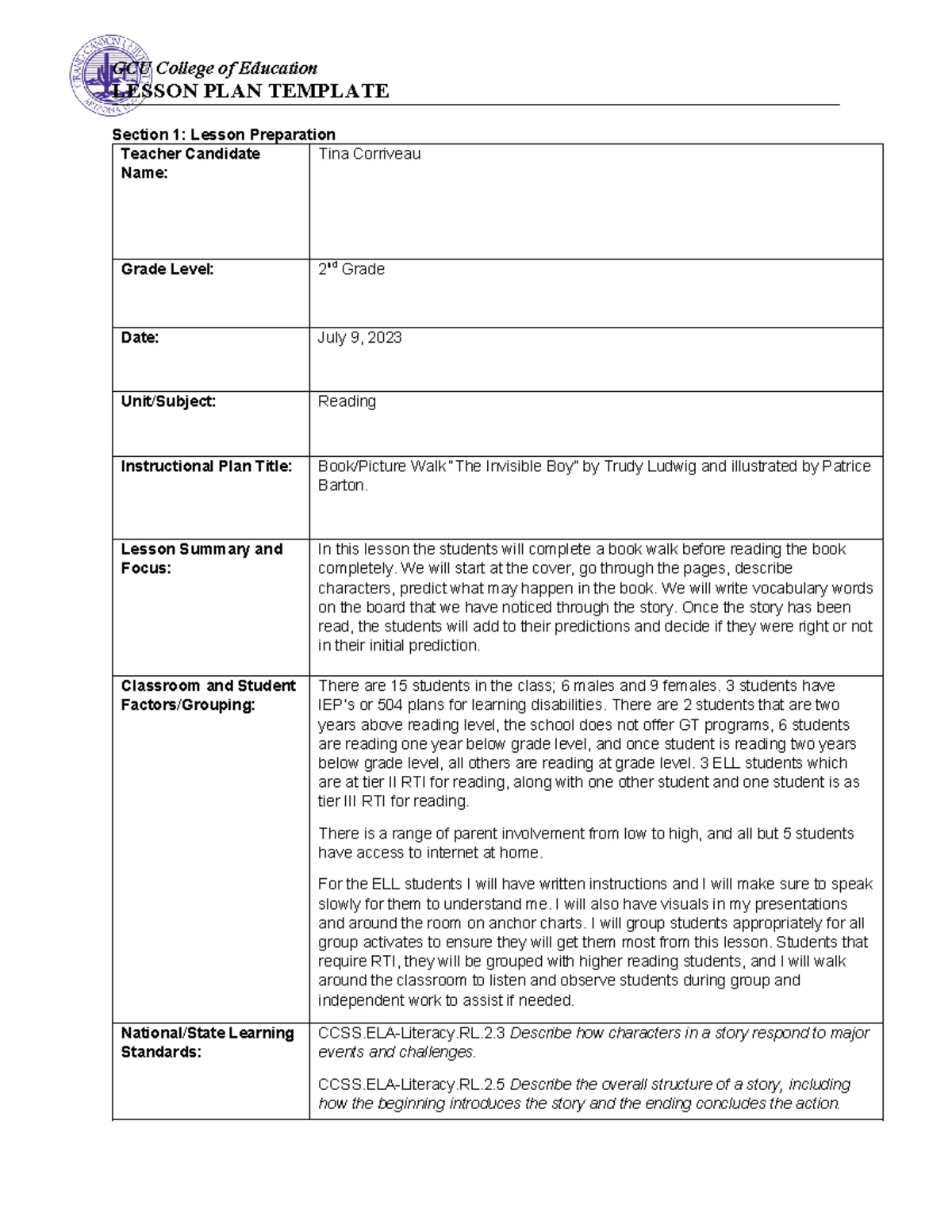 Book Walk Lesson Plan for "Gingerbread Friends" - First Grade Reading ...
