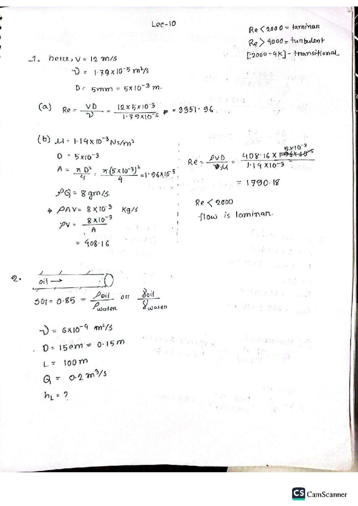 Lec-10 & Lec-11 Fluid Dynamics: Laminar & Turbulent Flow Analysis - Studocu