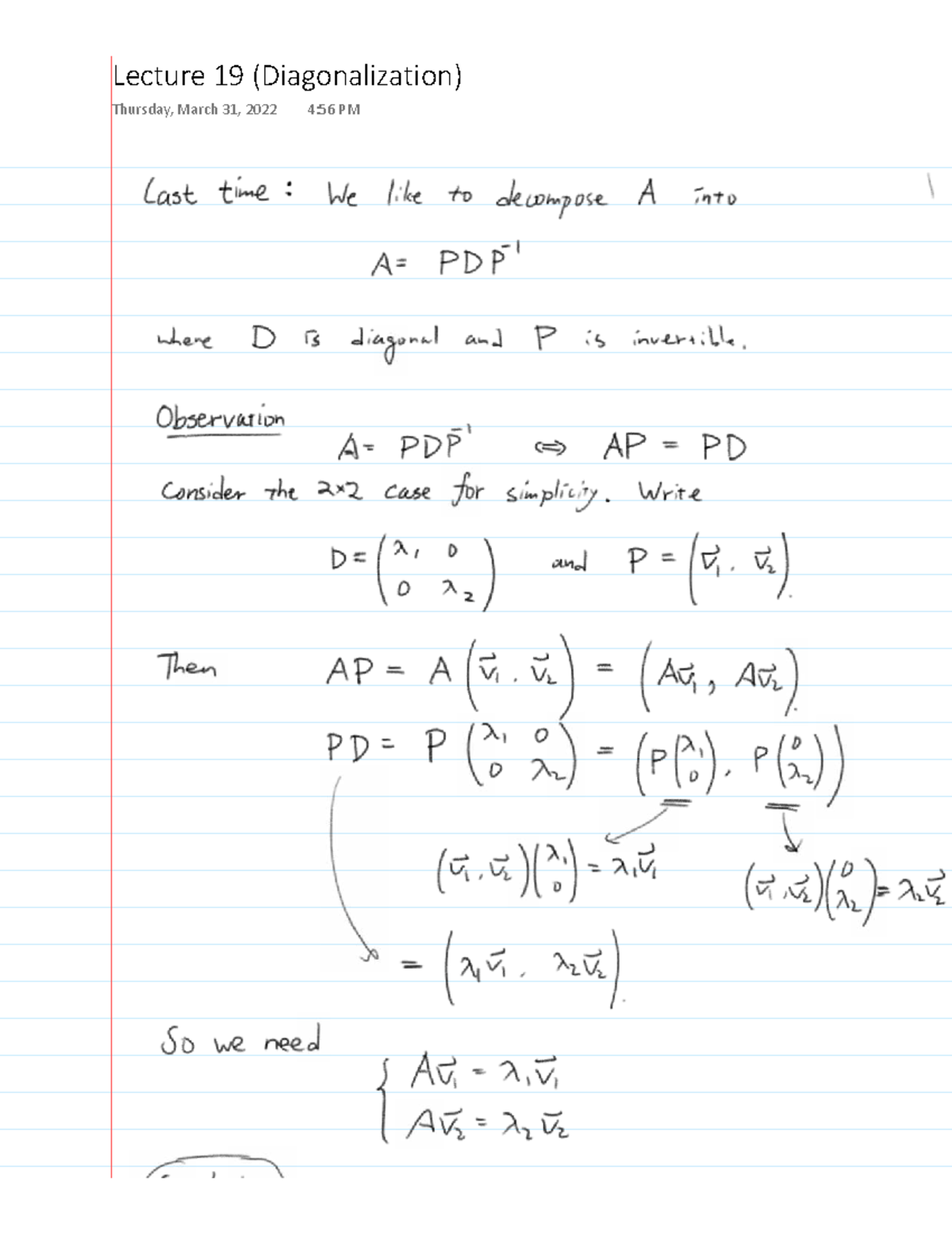 Lecture 19: Diagonalization and Eigenvalues Analysis - Studocu