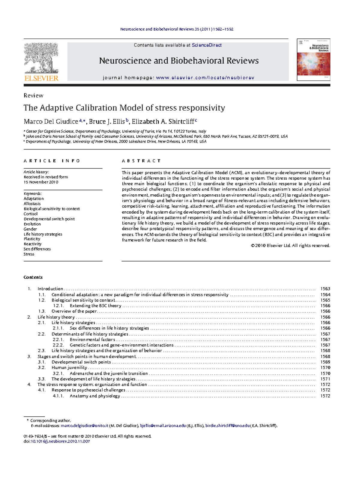 The Adaptive Calibration Model of Stress Responsivity (PSY 101) - Studocu