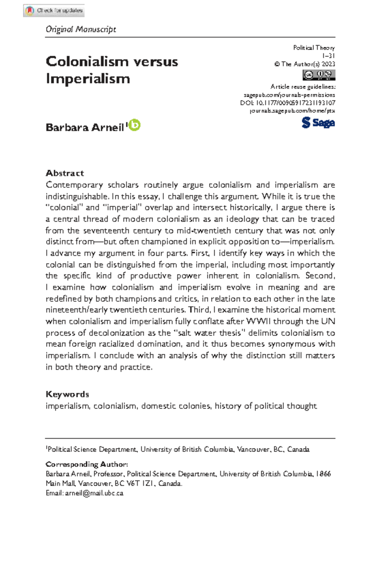 Colonialism vs. Imperialism: Distinct Ideologies in Political Theory ...