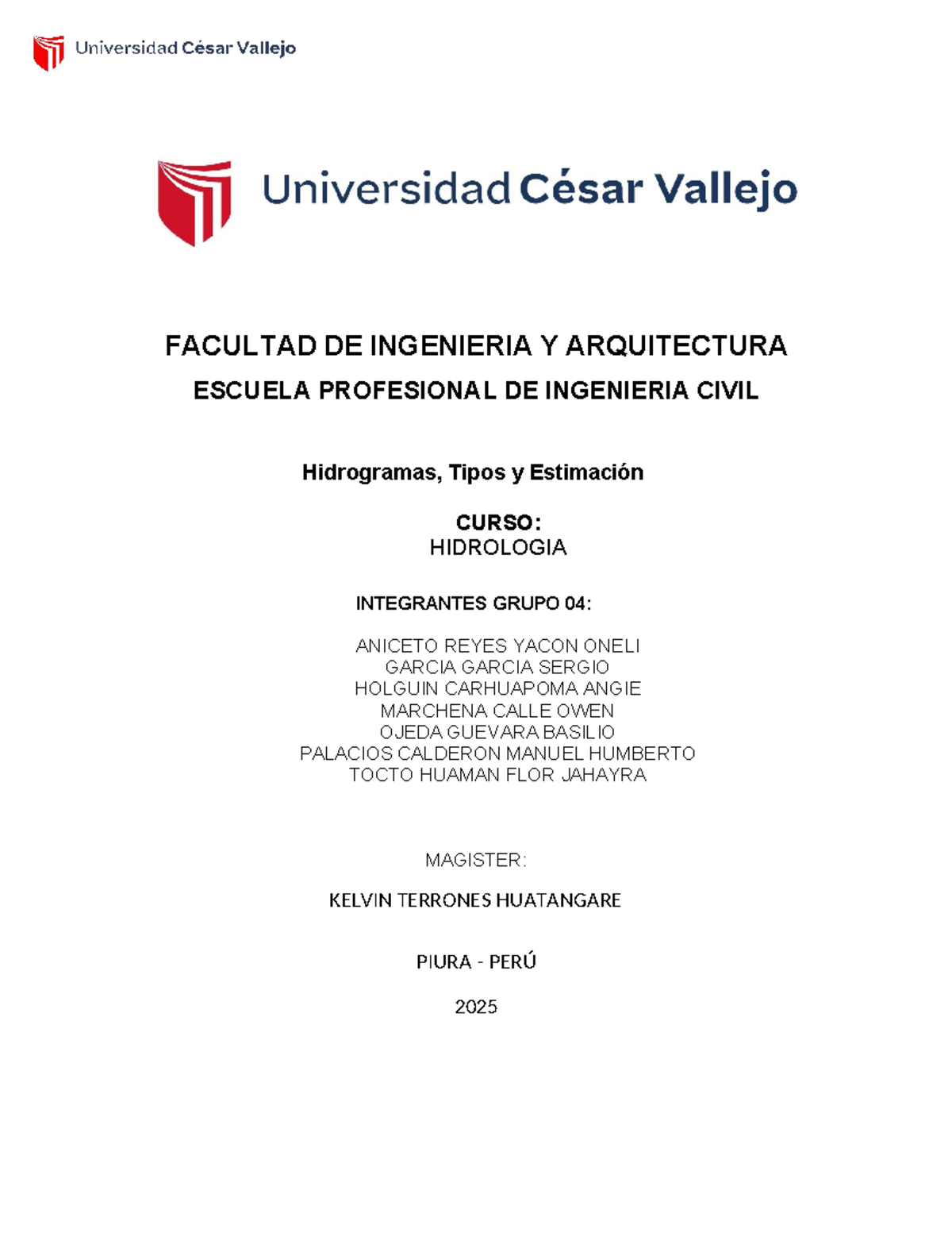 Hidrogramas y Estimación en Hidrología (HID-2025) - Studocu