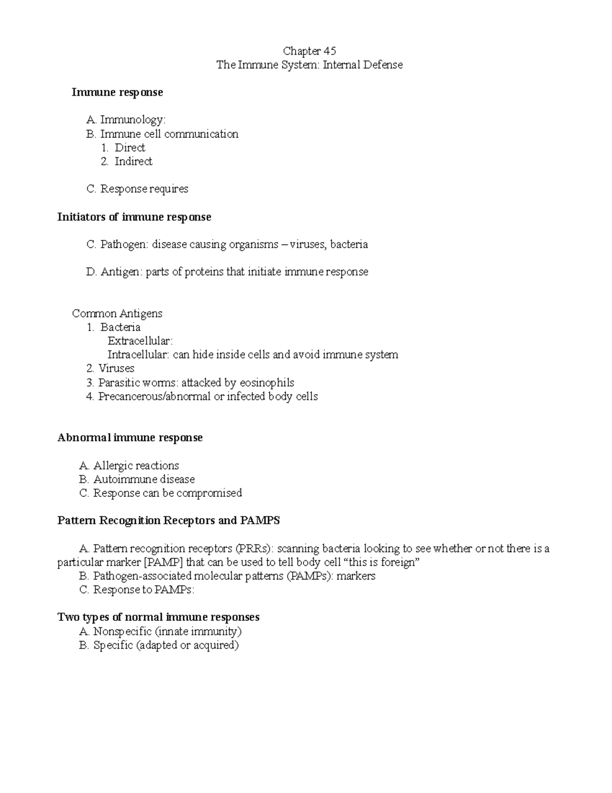 Internal Defense: Immune System Insights (Chapter 45) - Studocu
