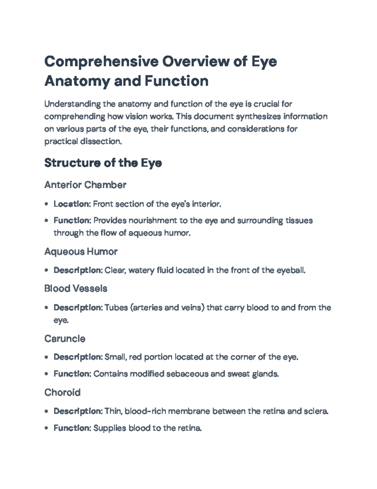 Anatomy & Function of the Eye: A Detailed Overview (BIO 101) - Studocu