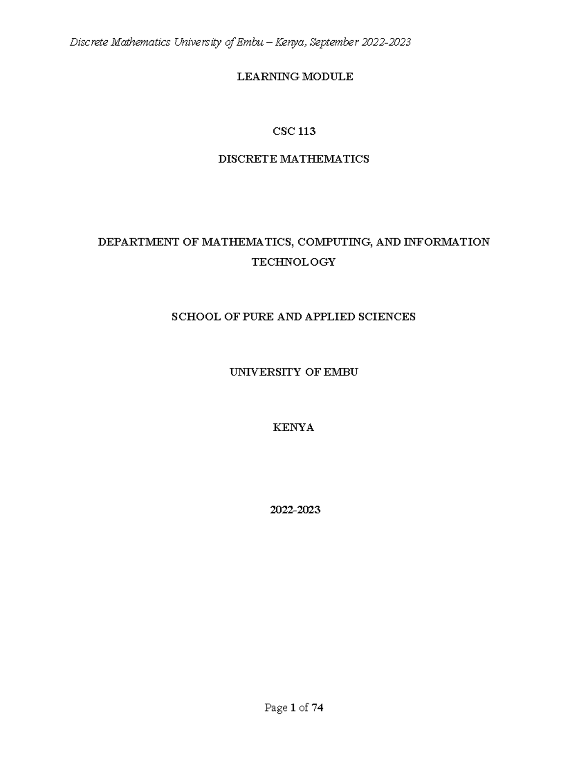 CSC 113 Set Theory & Logical Reasoning Overview for Discrete Math - Studocu