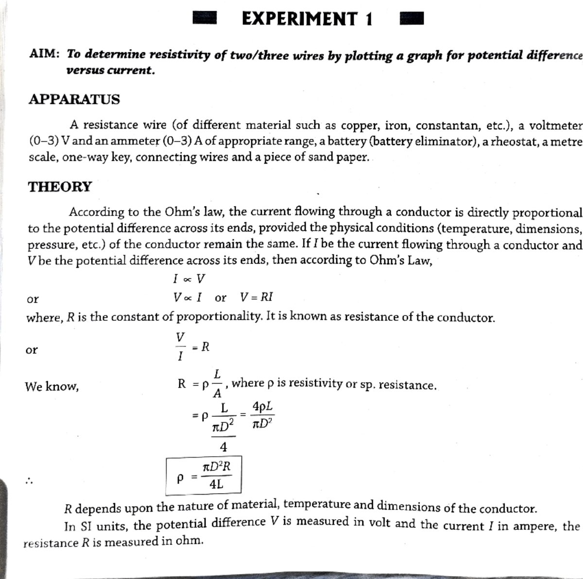 Resistivity of Wires: Class 12 Physics Experiment and Analysis - Studocu