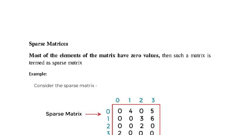 Sparse Matrices: Representations & Methods Explained - Studocu