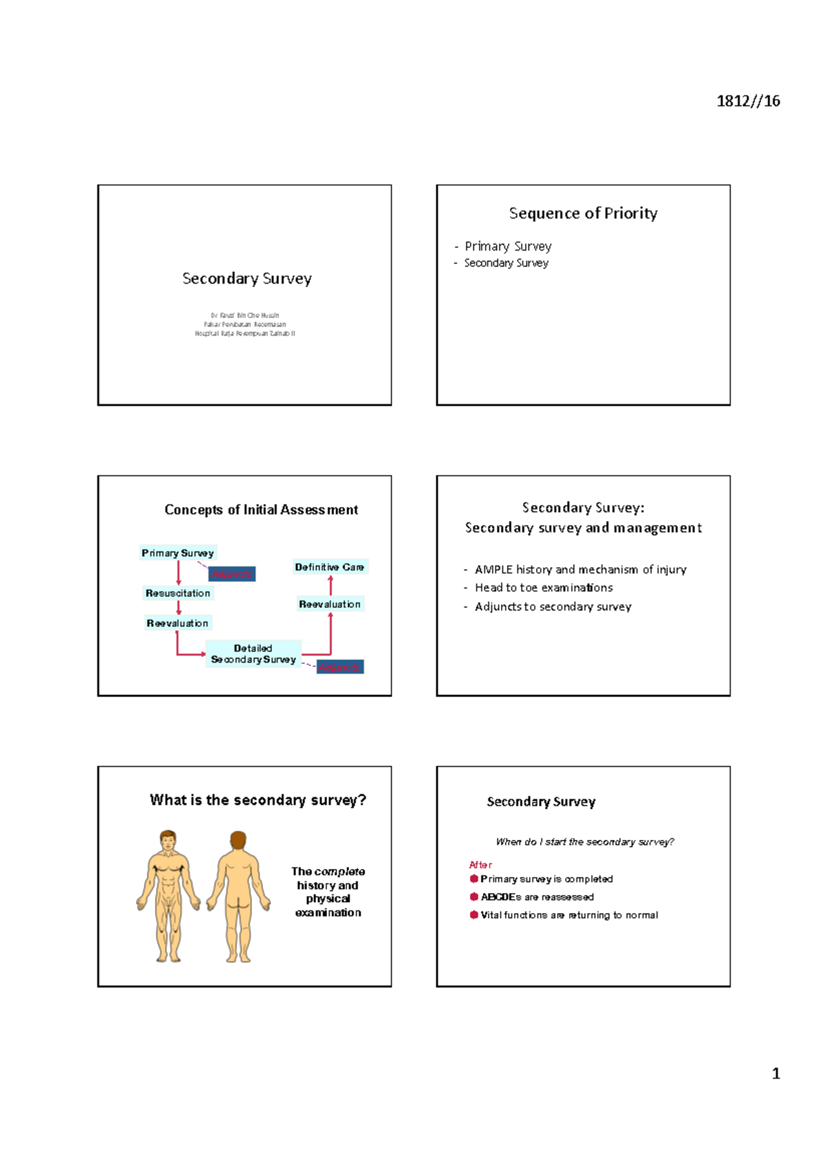 Secondary Survey: Comprehensive Assessment and Management Techniques ...