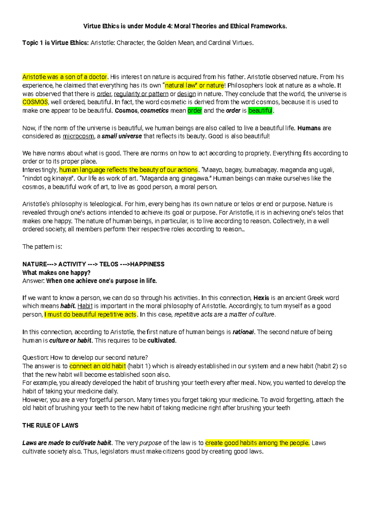 Virtue–Vices - Virtue Ethics is under Module 4: Moral Theories and ...