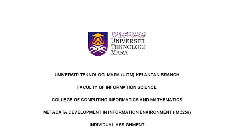 IMC258 Individual Assignment: Understanding Metadata in Digital ...