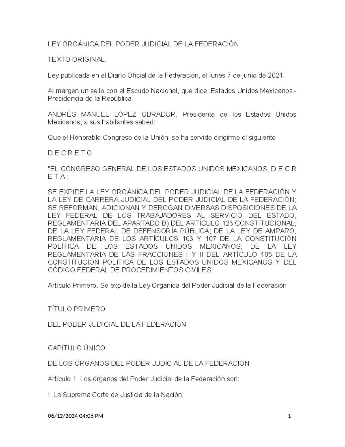 Ley Orgánica del Poder Judicial de la Federación - Texto Completo 2021 ...