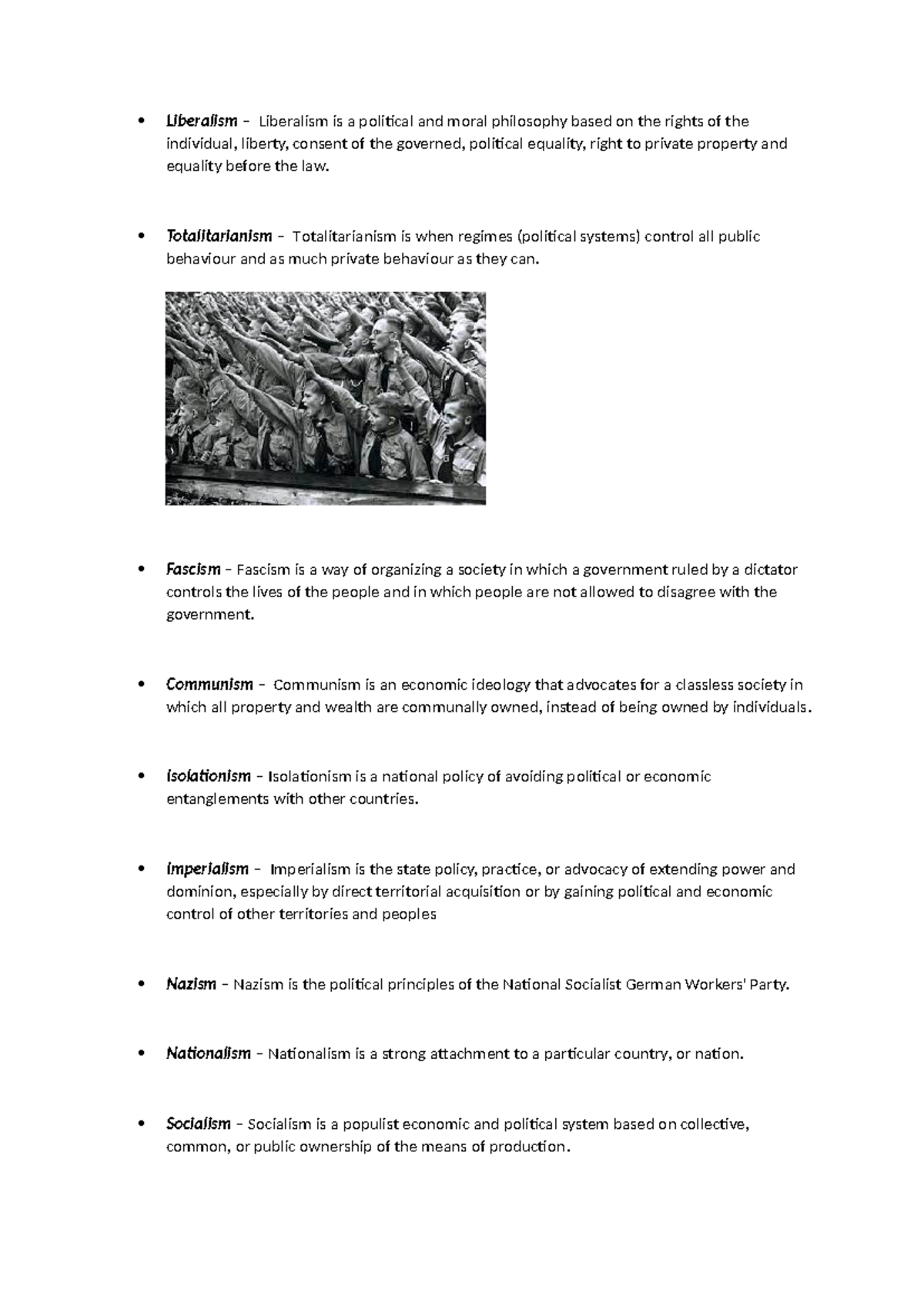 -isms: Key Political Ideologies from WW1 Era Explained - Studeersnel
