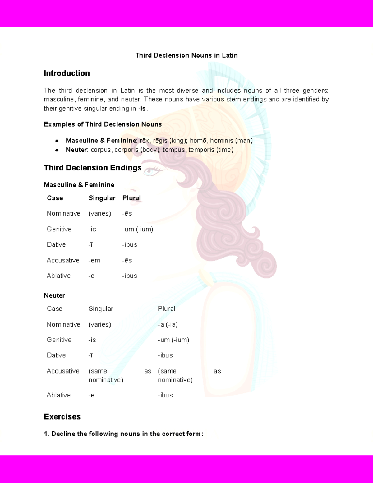 Third Declension Nouns in Latin - Third Declension Nouns in Latin ...