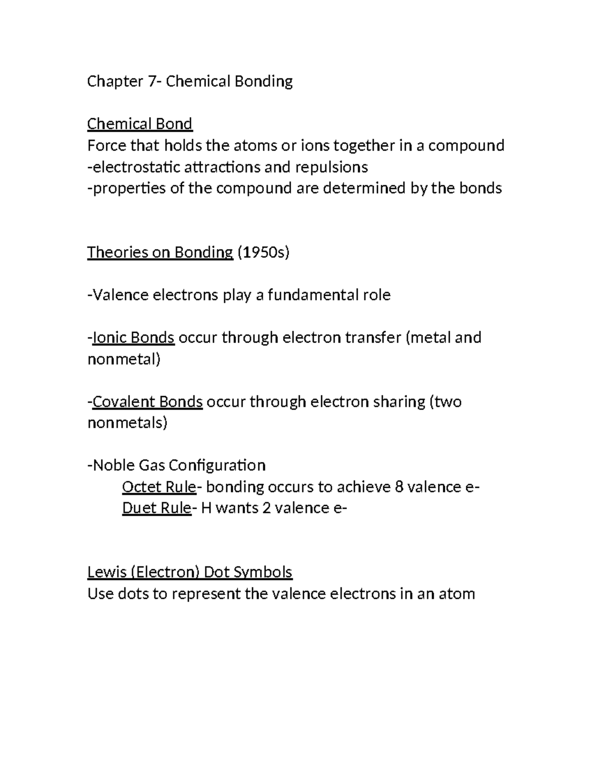 Chemical Bonding and Thermochemistry Concepts (CHEM 101) - Chapter 7 ...