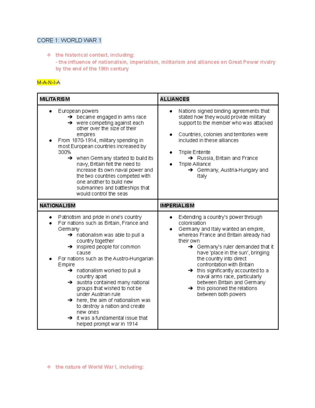 CORE 1: WWI Historical Context & CORE 2: Fall of the Romanov Dynasty ...