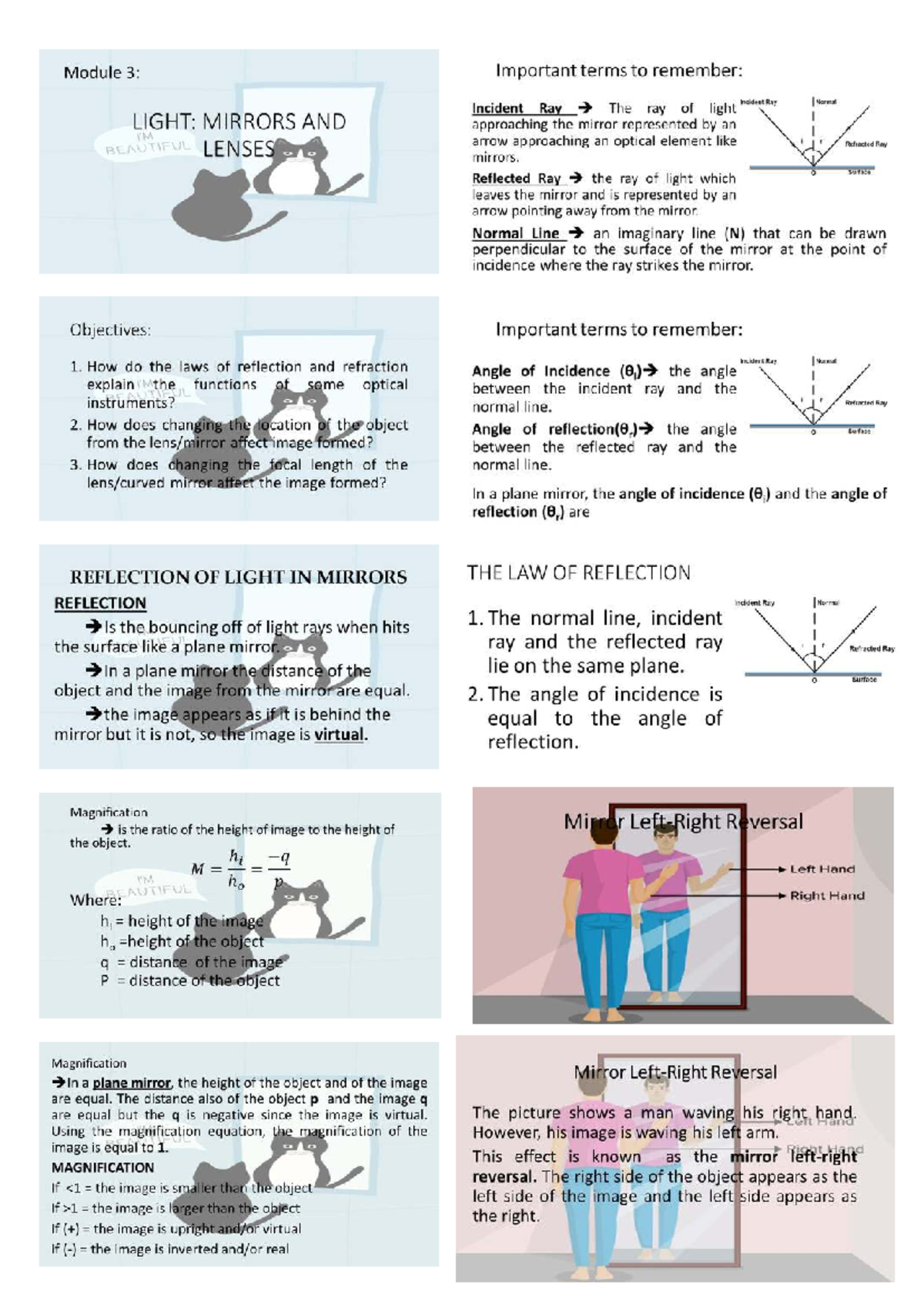 Science Module 3: Key Concepts in Light Reflection and Mirrors - Studocu