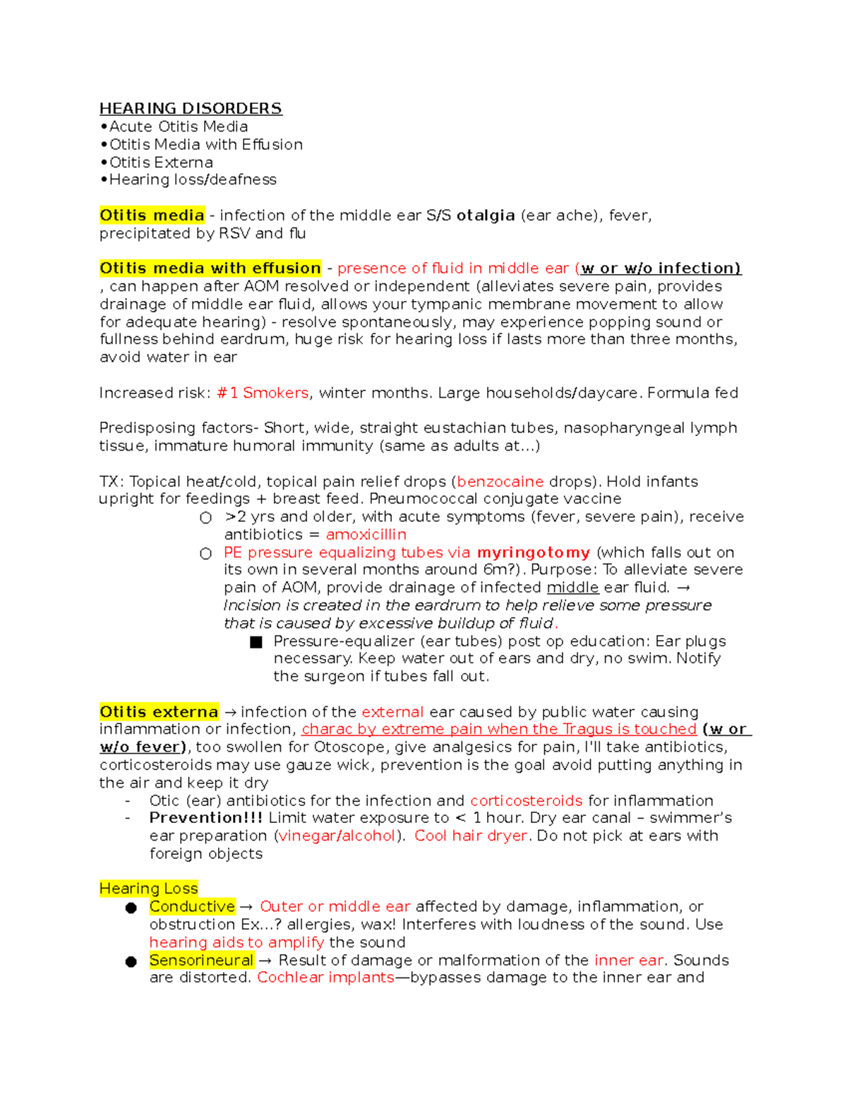 PEDS 101: Sensory Disorders – Comprehensive Notes on Hearing & Eye ...