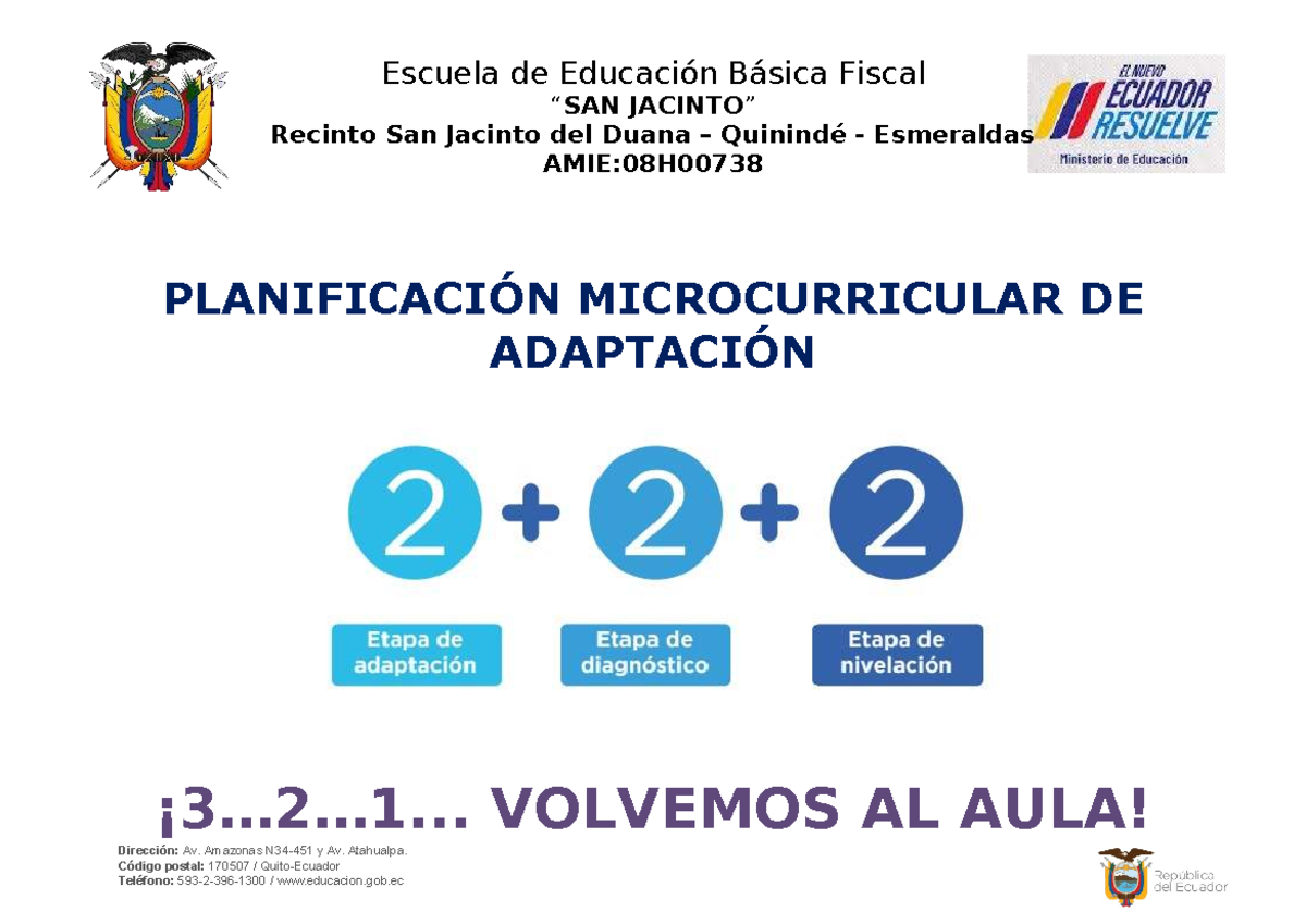 Planificación Microcurricular de Adaptación 2025-2026 AMIE:08H00738 - Studocu