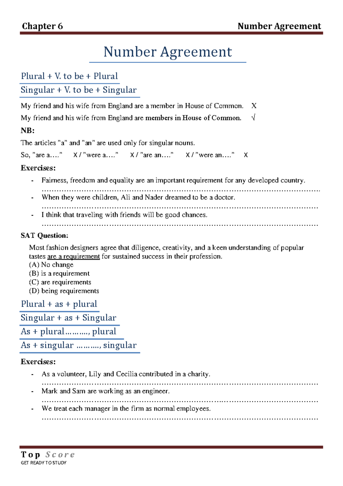 8- Number agreement-27 - Number Agreement Plural + V. to be + Plural ...