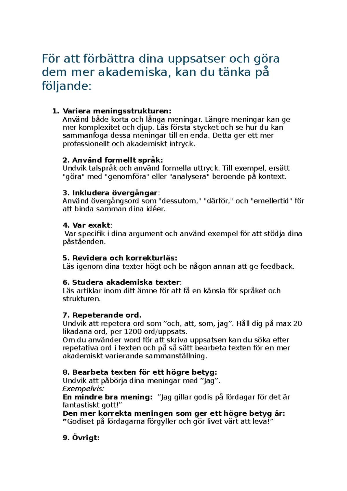 Mer akademiskt språk - tips för uppsatser och förbättringstekniker ...