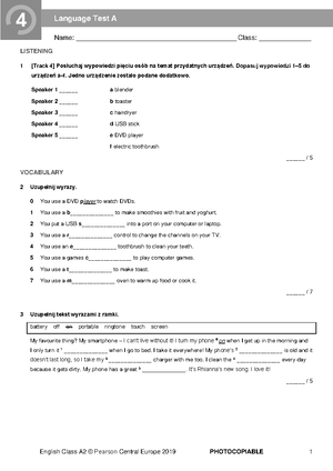 Brainy 4 Unit Test 6 B - Photocopiable Brainy klasa 4 © Macmillan ...