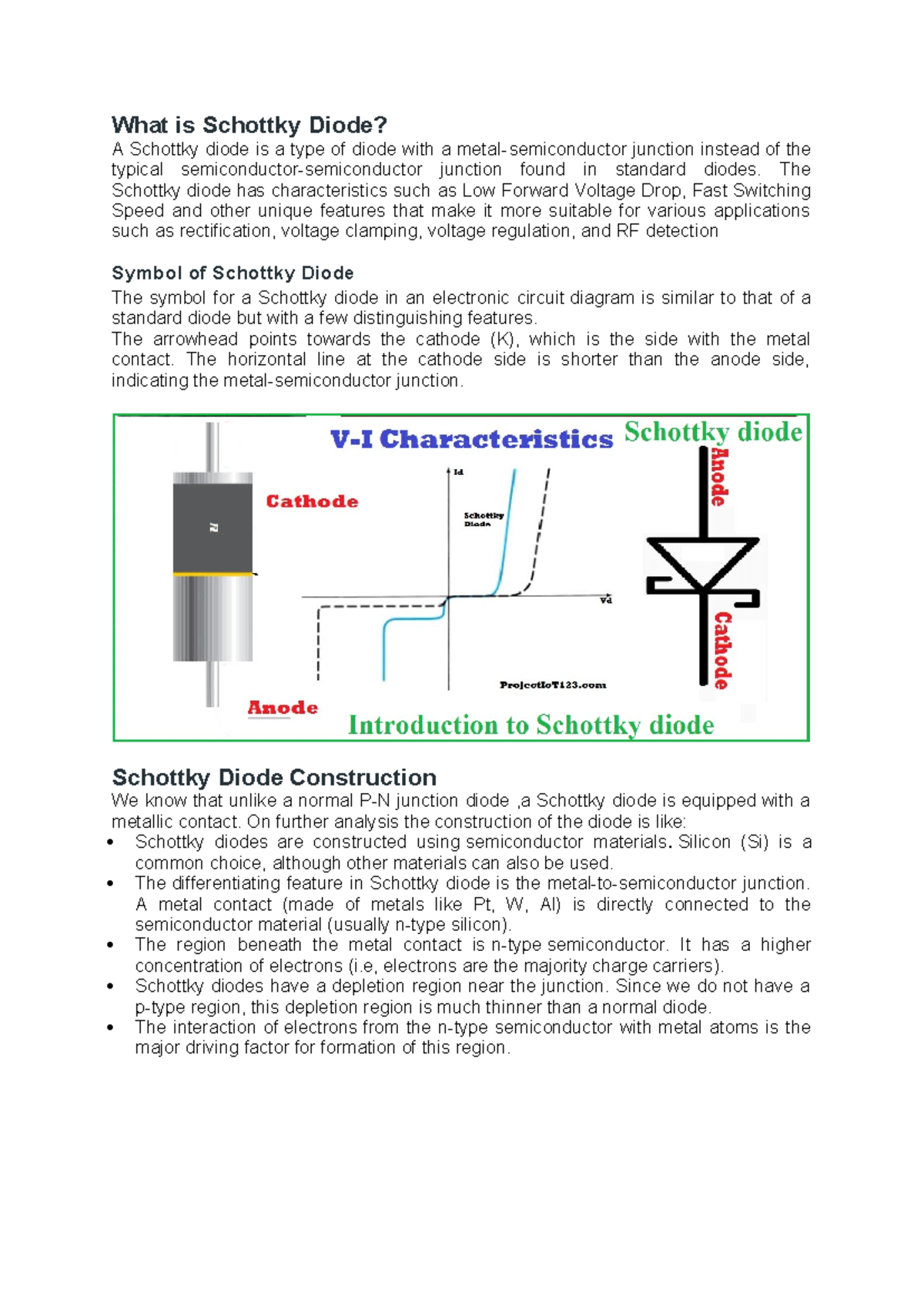 Schottky diode - The Schottky diode has characteristics such as Low ...