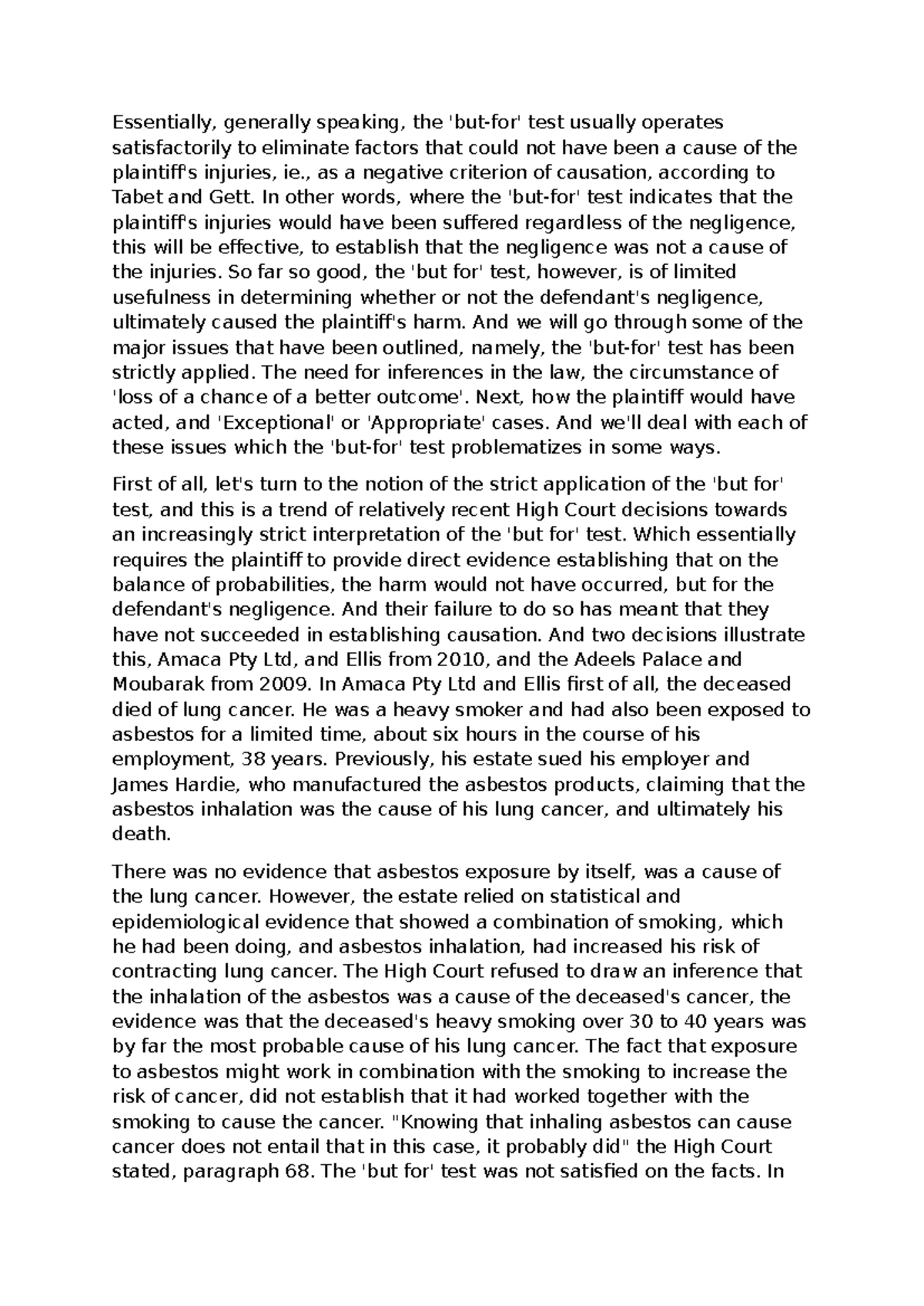 Causation in Negligence: Factual Analysis and Case Studies (LAW 101 ...