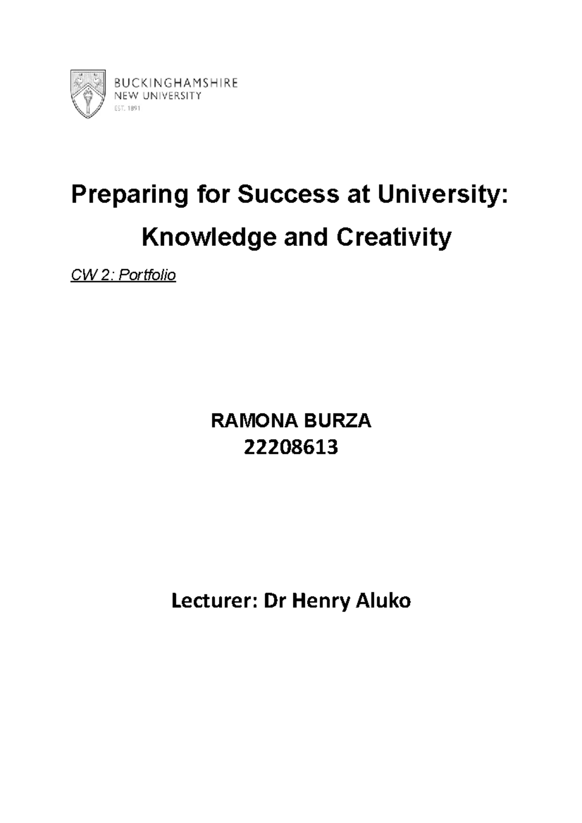 Preparing for Success at Universit 1 Portfolio - Preparing for Success ...