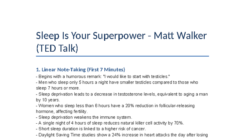 Sleep Is Your Superpower: Key Insights from Matt Walker's TED Talk ...