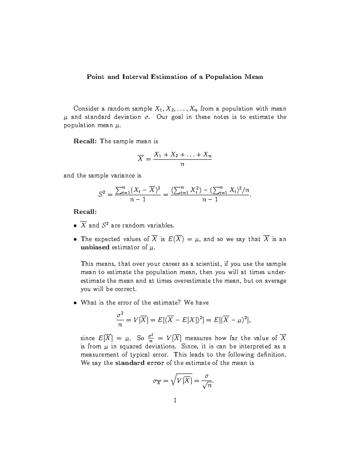 Confidence Intervals for Population Mean Estimation - MAT2379 Lecture ...