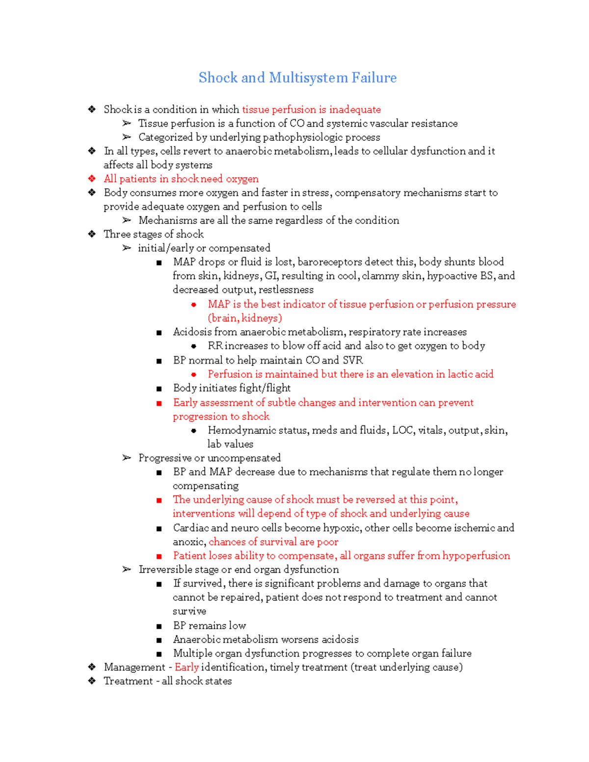 Understanding Shock and Multisystem Organ Failure Management (NUR 301 ...